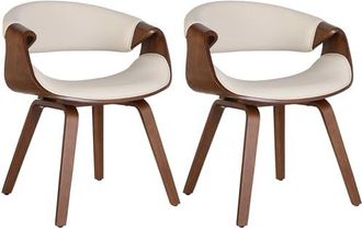 Clp Lot de 2 chaises de Salle &agrave; Manger Foley en Similicuir ou en Tissu I Chaise de Cuisine avec accoudoirs et pi&egrave;tement en Bois, Couleur:, Mat&eacute;riel:Simili
