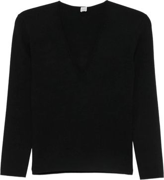 Toteme Femme, Pulls, Noir, Taille: 36 FR Pull V col en maille compacte