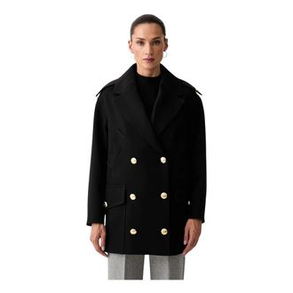Elisabetta Franchi Double-Breasted Scuba Coat - - Coats - Damen - Schwarzk - M