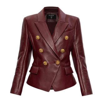 Balmain Femme, Vestes, Rouge, Taille: 40 FR Veste en agneau 6 boutons