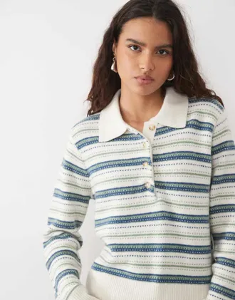 Abercrombie & Fitch Pullover mit V-Ausschnitt und mehrfarbigem Argyle-Muster-Multi