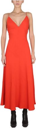 Stella McCartney Femme, Robes, Rouge, Taille: 36 FR Maxi Robe &agrave; Col V