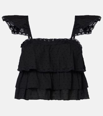 Poupette St Barth Top court Anya en coton &agrave; volants