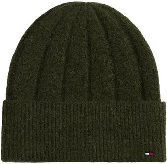 Tommy Hilfiger Bonnet Femme Flag Fluffy Beanie, Vert (Huntsman Green), Taille Unique