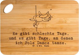 Mr. & Mrs. Panda Bambus - Schneidebrett Poledance - Geschenk, Gewinn, Holzbrettchen, Dankesch&ouml;n, Holzbrett mit Gravur, Schneidebrett Holz