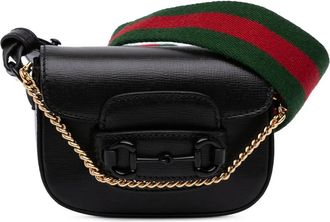 Gucci Hobo Bags - Mini Leather Horsebit 1955 Web Satchel - Gr. unisize - in Schwarz - f&uuml;r Damen