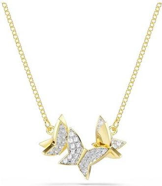 Swarovski Collier Idyllia Lilia, Papillon, Blanc, Placage de ton or