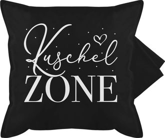 Shirtracer Kissenbezug - Valentinstag Partner Kissen Ideen - Kuschelzone - weiß - 50 x 50 cm - Schwarz - grau liebes Geschenk walentinstag kuscheln kuschelkissen