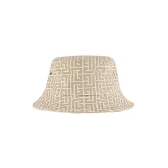 Balmain Monogramm Jacquard Elfenbeinwei&szlig;er Bucket Hat - - Accessories - Herren - Beige - M