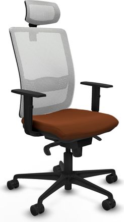 Piqueras y Crespo Haches B&uuml;rostuhl mit 1D-Armen, h&ouml;henverstellbare Lendenwirbelst&uuml;tze und h&ouml;henverstellbares Kopfteil, Wei&szlig;/Braun