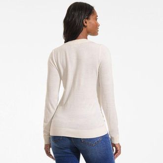 Lands End CashTouch Pullover mit V-Ausschnitt, Damen, Gr&ouml;&szlig;e:48-50 regular, Wei&szlig;, by Lands End