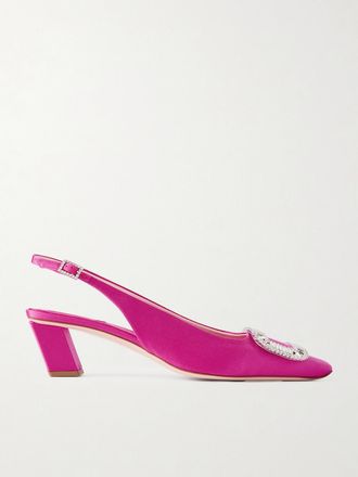 Roger Vivier Belle Vivier Pilgrim 45 Slingback-pumps Aus Satin Mit Kristallen - Pink