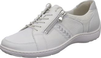 Waldl&auml;ufer Henni 496054-211-663 Chaussures basses avec semelle ProAktiv en cuir lisse Blanc avec d&eacute;tails argent&eacute;s Largeur H Blanc, Blanc., 38.5 EU Large