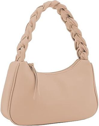 Emperia Sac à bandoulière tressé avec poignée sur le dessus pour femme, petit sac fourre-tout Hobo tendance, camel