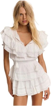 LoveShackFancy Loveshackfancy, Femme, Robes, Blanc, Taille: 36 FR Liv Cotton Ruffled Heritage Dress