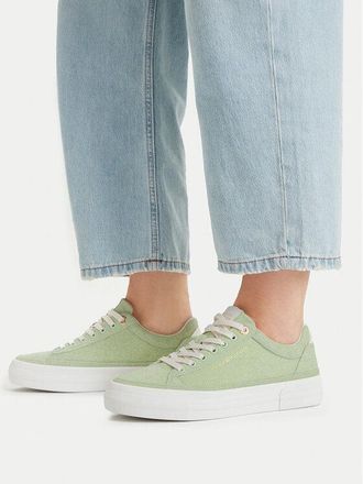 Tommy Hilfiger Sneakers Washed Canvas Platform Trainers FW0FW09172 Gr&uuml;n