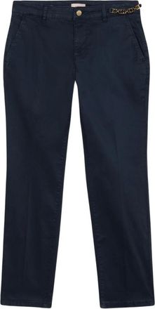 Oltre Femme, Pantalons, Bleu, Taille: 42 FR Pantalon Chino en Coton-Lyocell