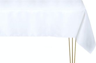 Generico Tischdecke, schmutzabweisend, rechteckig, wei&szlig;, b&uuml;gelfrei, wei&szlig;e Tischdecke 140 x 350 cm, handgefertigt, elegante und praktische Tischdecke, Gartentis