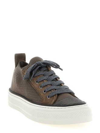 Brunello Cucinelli Womens Brown Cotton Low Top Sneakers