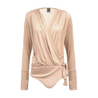 Pinko Gl&auml;nzendes Jersey-Oberteil - - Tops - Damen - Beige - L