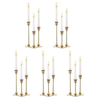 Nuptio Ensembles de 5 (15 Pi&egrave;ces) Chandeliers en Laiton Dor&eacute;,Bougeoirs, Chandeliers D&eacute;coratifs Vintage et Modernes pour Chandelier pour Manteau de Table, Cad