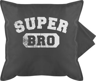 Shirtracer Kissenbezug - Kissen - Super Bro Bruder Geschenk Geschenkidee Brother Weihnachten - 50 x 50 cm - Grau - spr&uuml;che br&uuml;der br&uuml;derchen Bester Geburtstagsge