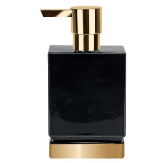 Spirella Seifenspender Roma Flüssigseifen-Spender Porzellan 300ml Schwarz/Gold, Unique