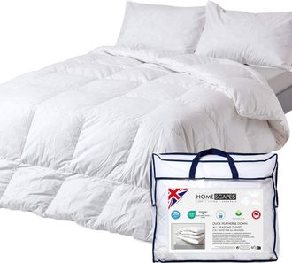 Homescapes 4-Jahreszeiten Bettdecke 200x200 cm, 2 Entenfedern- & Daunen-Decken Wärmeklasse 2 & 3, zusammenfügbare Steppdecken mit 180 & 350 GSM Füllung für Somme