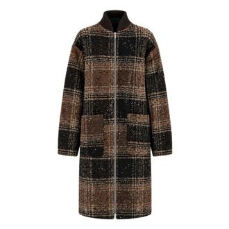 Imperial Checked Sequin Coat - - Coats - Damen - Braun - XS