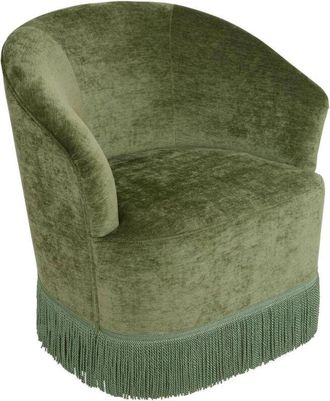 Atmosphera Fauteuil Chenille &agrave; Franges Alanya 71cm Kaki