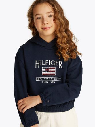 Tommy Hilfiger Kapuzensweatshirt HILFIGER SEQUIN FLAG HOODIE mit Pailetten, mit Logostickereien