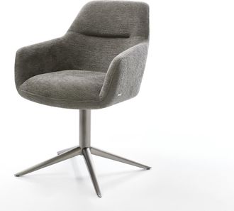 DELIFE Drehstuhl Pejo-Flex Boucl&eacute; Soft Schlamm Fu&szlig;kreuz Graphit 360&deg; drehbar Wippfunktion Taschenfederkern, Esszimmerst&uuml;hle
