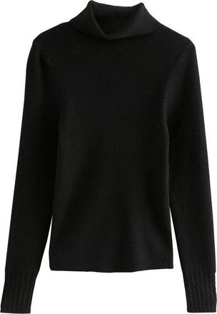 Next Strickpullover Gerippter Rollkragenpullover mit Wollanteil (1-tlg)