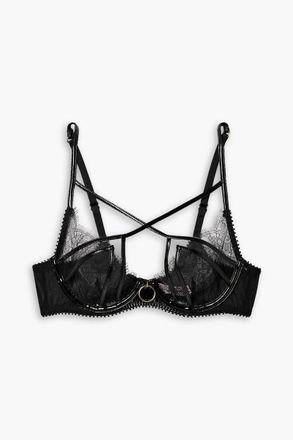 Agent Provocateur Foxie verzierter Soft-BH aus T&uuml;ll und Leavers-Spitze mit B&uuml;gel und Besatz aus elastischem PVC - Schwarz - 36 F