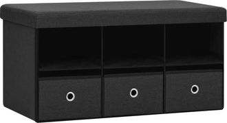 vidaXL Vidaxl - Faltbare Sitzbank mit Stauraum Schwarz 76x38x38 cm Leinenoptik