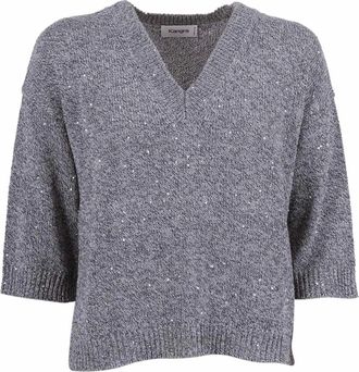 KANGRA Femme, Pulls, Gris, Taille: 50 FR Pull Paillettes Manica al Gomito