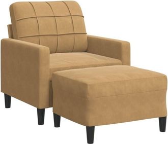 vidaXL Vidaxl - Fauteuil avec repose-pied Marron 60 cm Velours