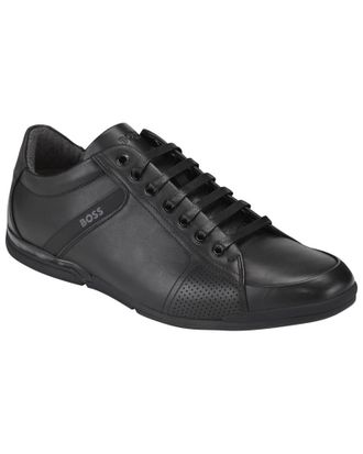 HUGO BOSS Teilperforierter Sneaker aus Glattleder mit schmaler Sohle in