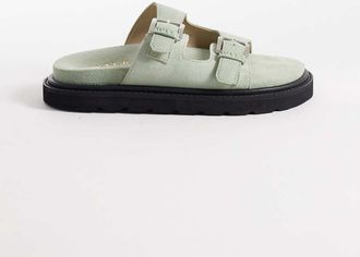 WALK LONDON Walk London - Budapest - Sandalen aus Wildleder in Mint-Gr&uuml;n mit zwei Riemen