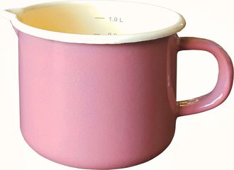 Krüger Karl Krüger Milchtopf mit Literskala, Emaille, Rosa, 12 cm