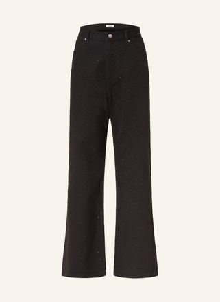 Sandro Sandro Wide Leg Jeans Mit Schmucksteinen schwarz