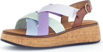 Gabor Damen Riemchensandalen, Frauen Sandalen,Sandaletten,Sommersandalen,bequem,flach,Sommerschuhe,Strandschuhe,Sky/lila/Pista/cam,38.5 EU / 5.5 UK