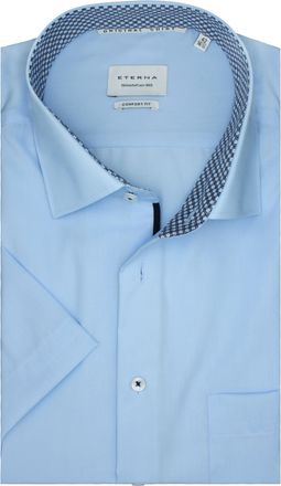 Eterna Herren Businesshemd Kurzarm Comfort FIT | Hellblau Wei&szlig; gestreift | Button-Down Kragen Gr. 43