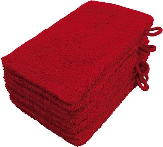 Lanudo Pure Line Waschlappen Waschhandschuh, 8er Set, Reine Frottier Baumwolle, 21 x 15 cm, Farbe Rot