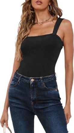 Alexis Leroy Body Femme Sans Manches Découpe Carrée Formant Sculpteur pour Tenues Quotidiennes Noir XL