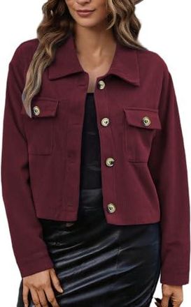 Generico Chemise courte et décontractée en velours côtelé avec boutons en grande taille, comme veste tendance ou haut pour des looks confortables par couches, 