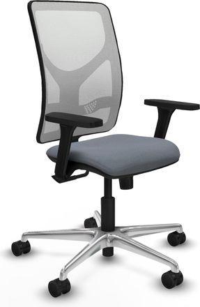 Piqueras y Crespo Stuhl mit Lendenwirbelverstellung, mit 3D-Armlehnen, ausgestattet mit 3-fach Sincro und Schneideschaum, mit Rollen von 65 mm, Nylon, Wei&szlig;/Grau