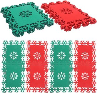 Angoily 24 St&uuml;ck Weihnachts Platzset aus Filz mit Schneeflockenmotiv Hitzebest&auml;ndig Wiederverwendbar Quadratische Tischsets f&uuml;r Familien Caf&eacute;s und Festliche D