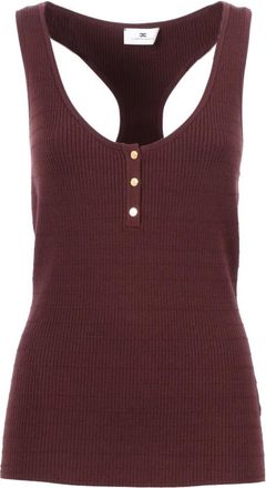Elisabetta Franchi Femme, Tops, Brun, Taille: 44 FR Hauts sans manches