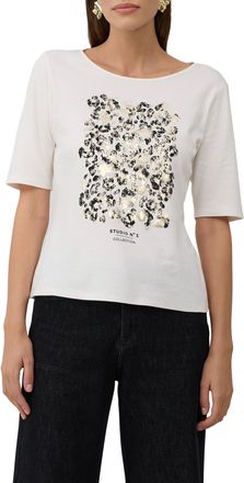s.Oliver T-Shirt mit halblangem Arm und Leo-Frontprint